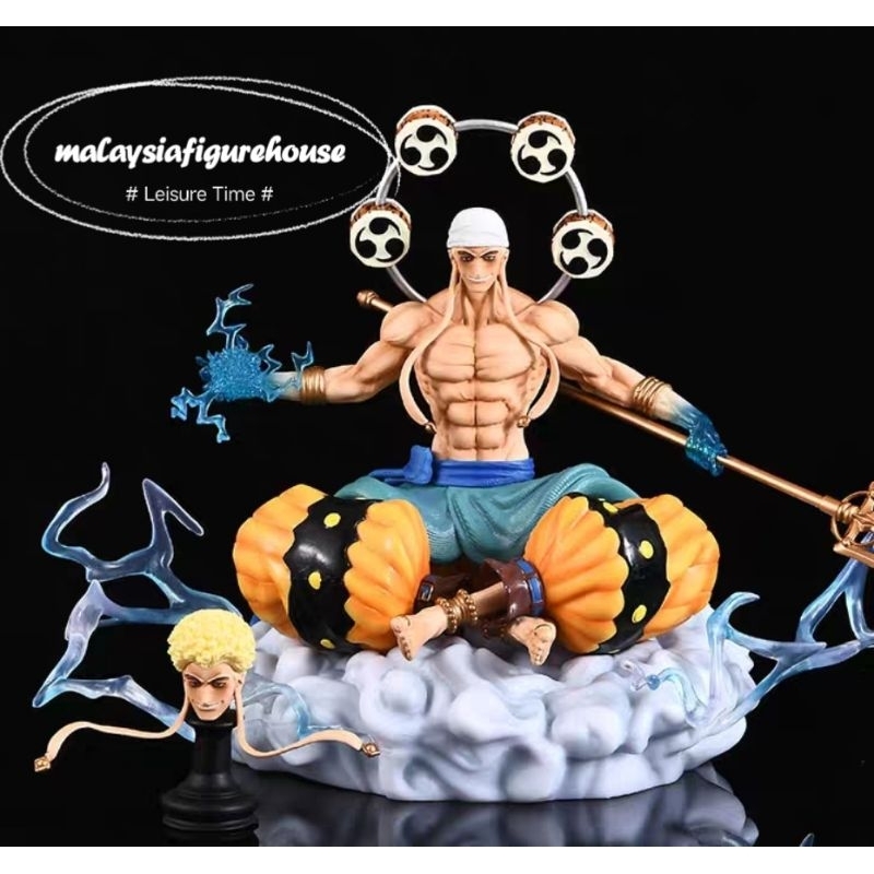 🔥BIG OFFER🔥24CM ONE PIECE BT THUNDER GOD ENEL 2 HEAD COPY RESIN FIGURE ...