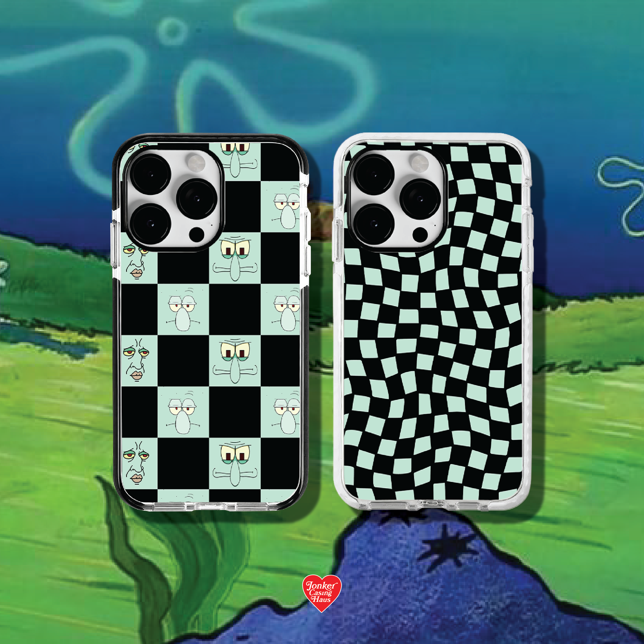 NEW SQUIDWARD CHECKERED EDITION DESIGNATED PHONE CASE FOR IP6 UNTIL 14 ...