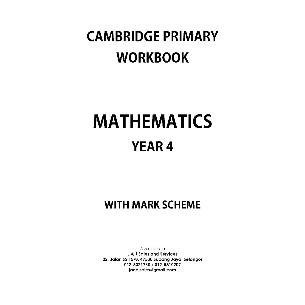 Cambridge Primary Year 4『Mathematics』Workbook (with Mark Scheme ...