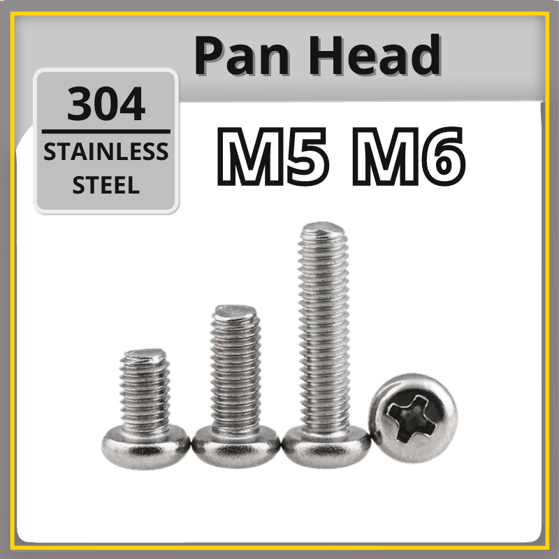M5 M6 Phillips Pan Head Screw JIS | SUS 304 Stainless Steel Grade A2-70 ...