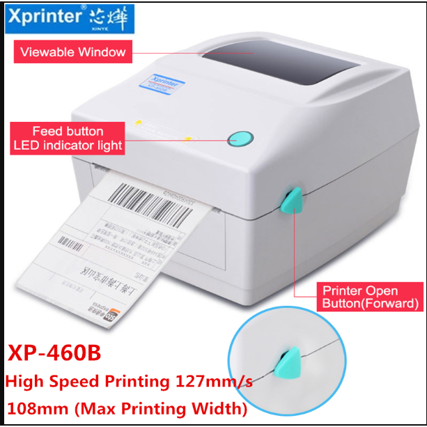 Xprinter XP-460B Bluetooth USB Barcode Shipping Label Thermal Sticker ...