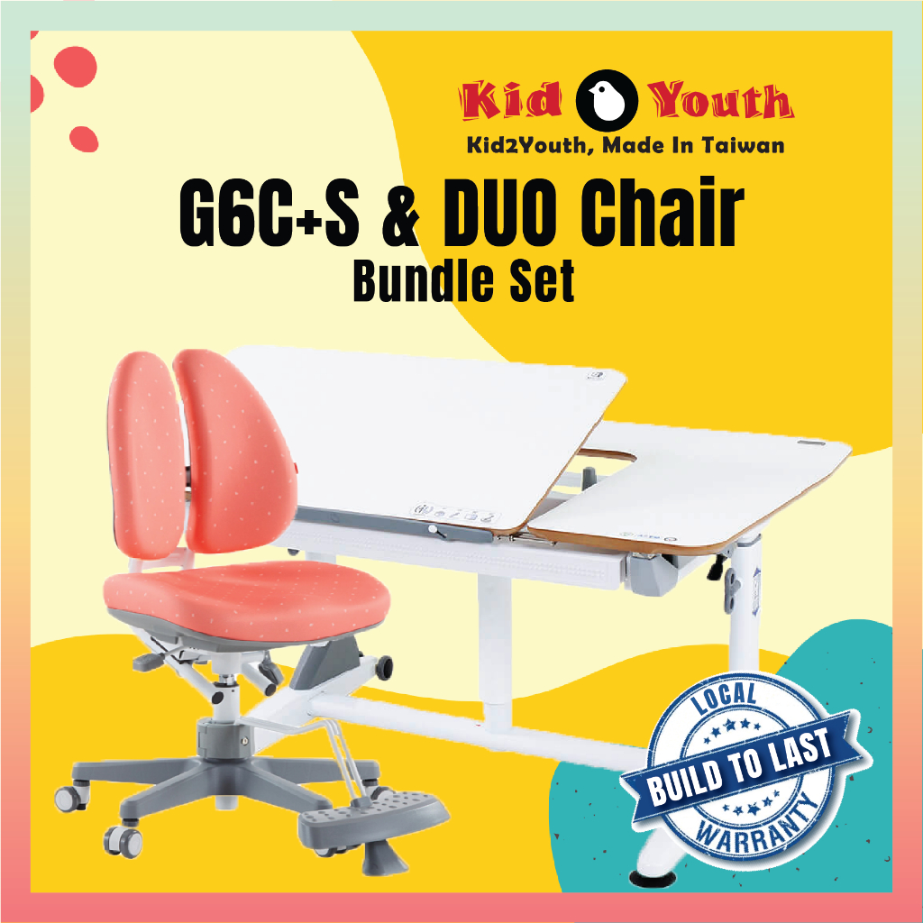 Kid2Youth ★ Made in Taiwan ★ G6C+S Kids Ergonomic Study Table + DUO Ergonomic Study Chair Set ...