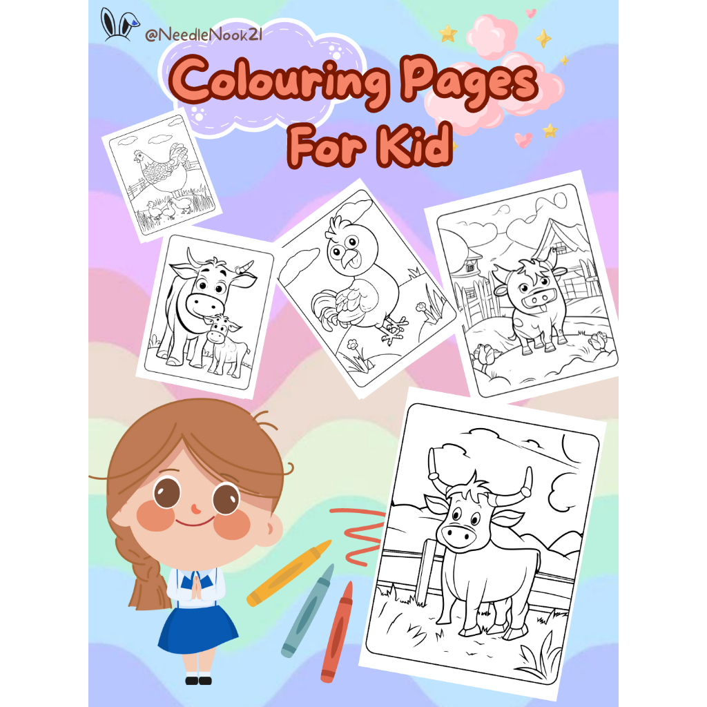 [PDF] [50 PAGES] Farm Animals Kids Coloring Book, Printable Coloring ...