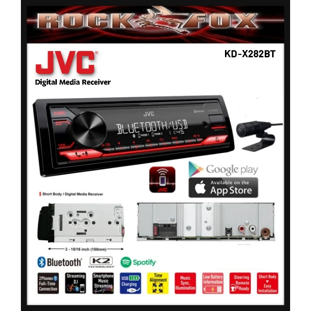 JVC KD-X282BT Single DIN Digital Media Receiver featuring Bluetooth® / USB / 13-Band EQ / JVC ...