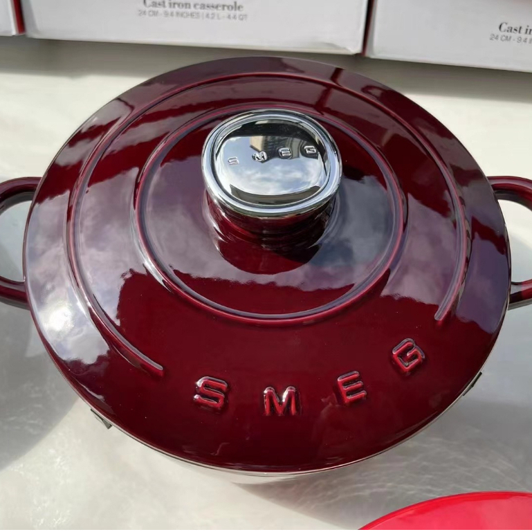🔥SMEG Enamel Pot Soup Pot 24cm Large Capacity Soup Pot Double Ear ...