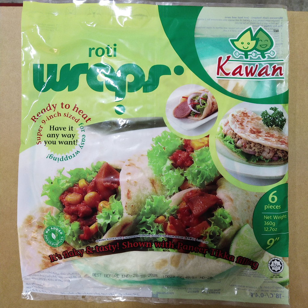 Kawan Premium Tortilla Bread Roti Wraps 9inch 6pc. x 60gm 360g Frozen ...