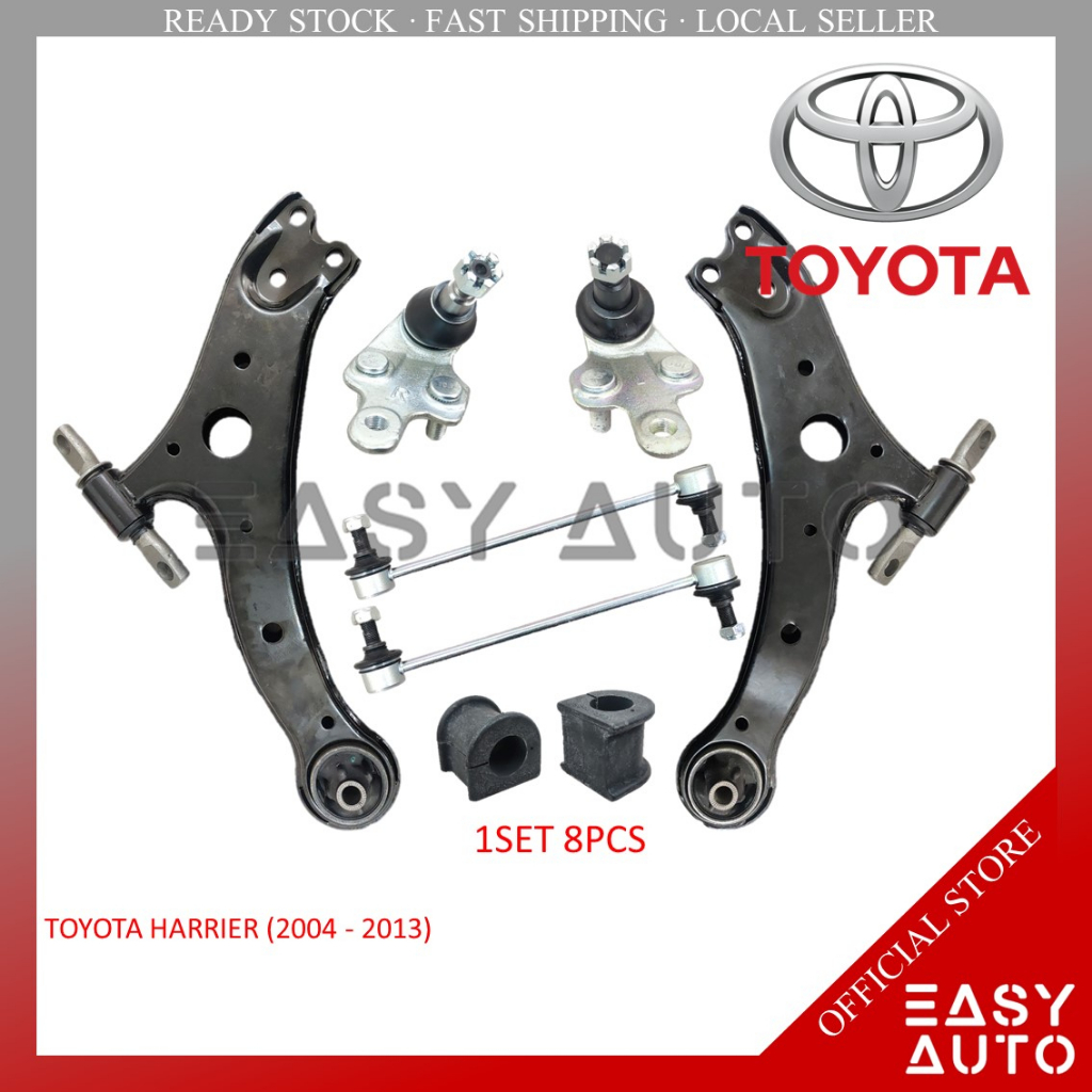 1SET 8PIECES !! FRONT LOWER ARM RIGHT AND LEFT/BALL JOINT/BUSH 21MM/LINK -TOYOTA HARRIER (2004 ...
