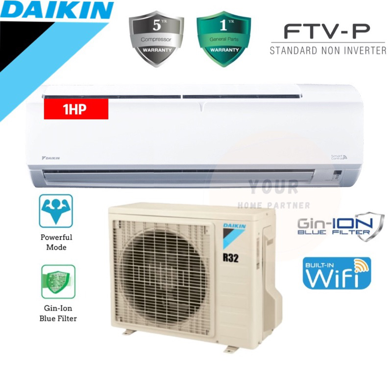Daikin R32 Non Inverter Air Cond Ftv P Series Air Conditioner 1hp 1 5hp 2hp With Smart