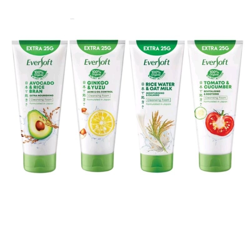 EVERSOFT Facial Cleansing Foam 195g (Extra 25g) Avocado & Rice Bran ...