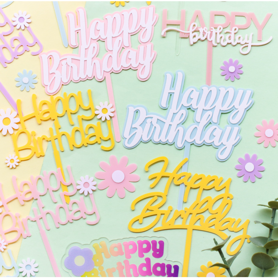 INS style Happy Birthday Acrylic Topper birthday cake topper decoration ...