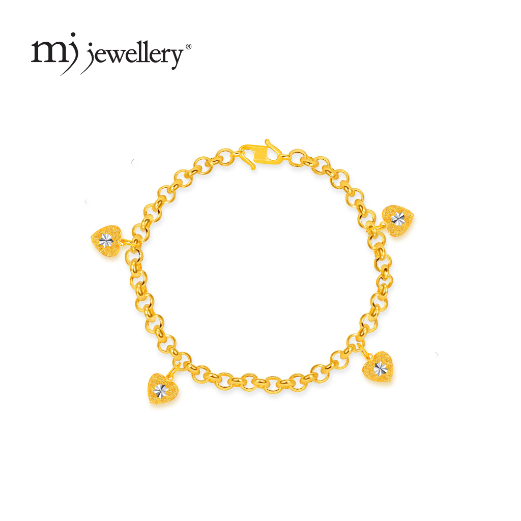 MJ Jewellery 375/9K Gold Bracelet with Love T91 (S Size) | Shopee Malaysia