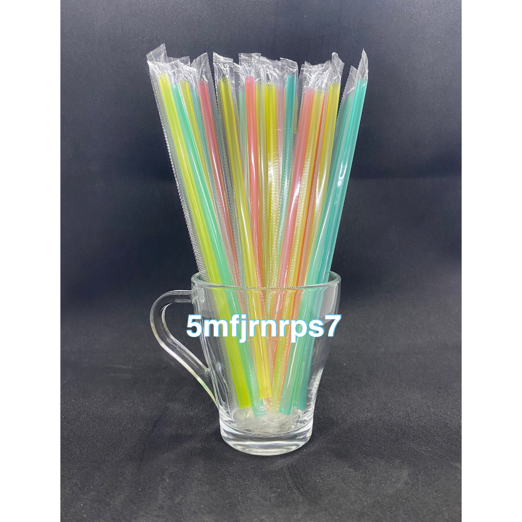 6mm Straight Straw Mix Colour & Black Individual Packing / Pembungkusan ...