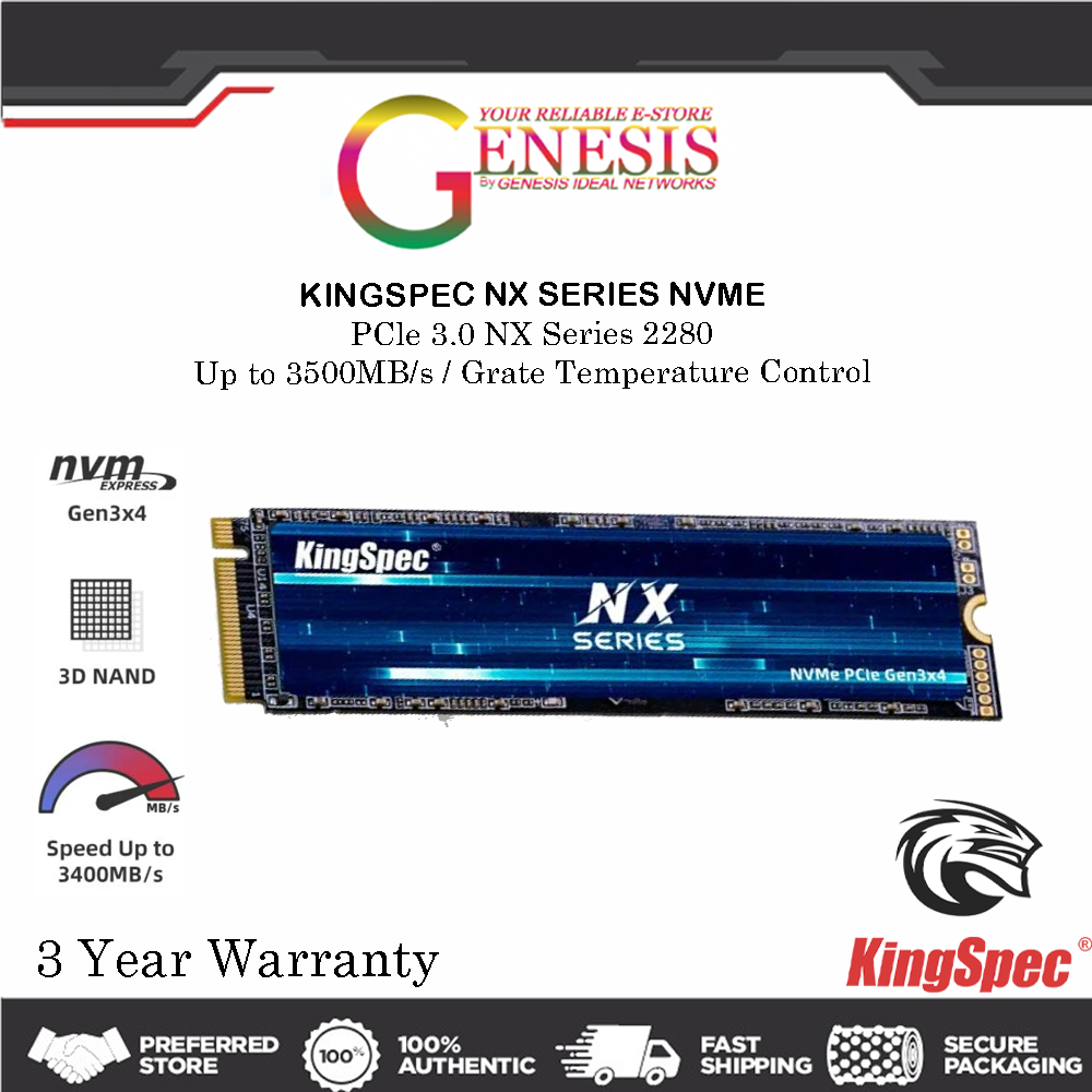 [ NEW RELIABLE NVME ] KINGSPEC NX SERIES PCIE 3.0 NVME 2280 SOLID STATE DRIVE SSD- 128GB/256GB ...