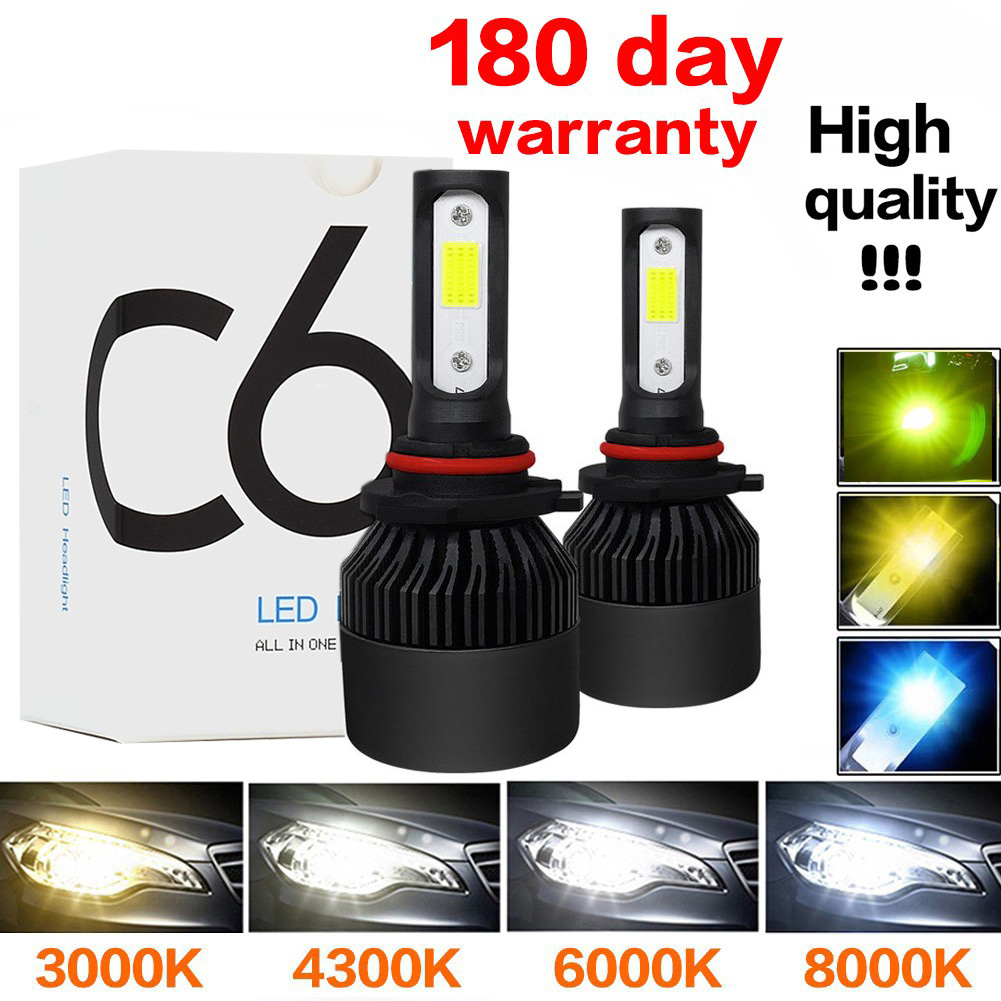 1 Pair C6 LED Car Headlight Head Lamp Bulb 10000LM Auto LED H4 H7 H8 H9 ...