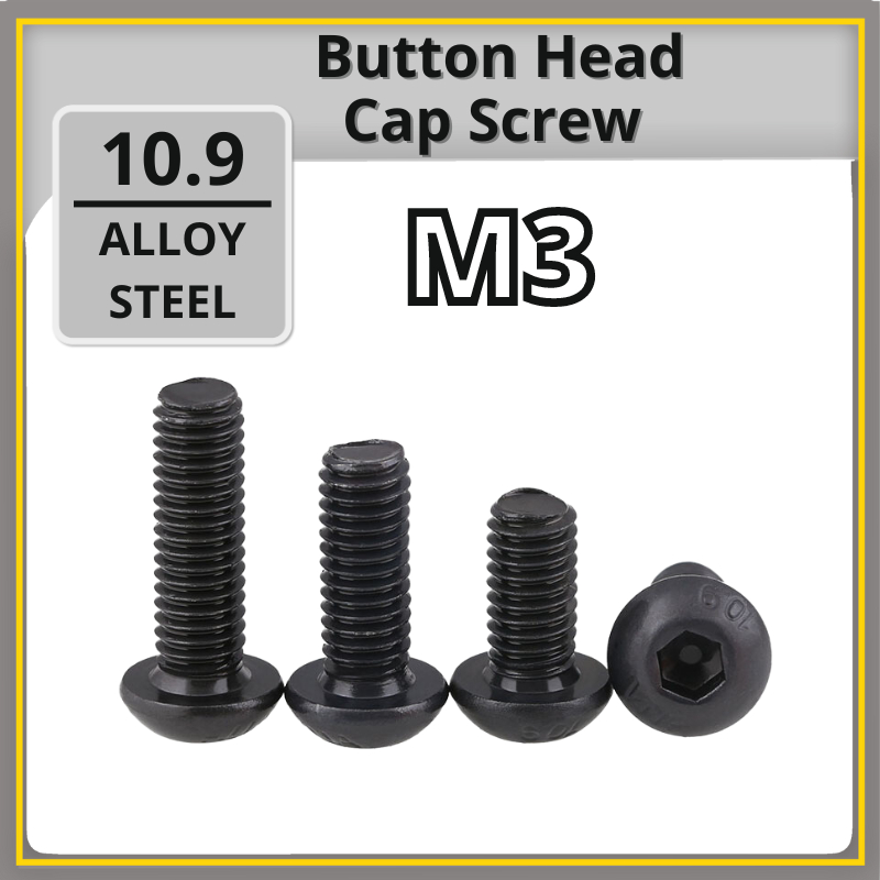 M3 Hex Socket Button Head Cap Screw ISO7380 | Alloy Steel Grade 10.9 ...