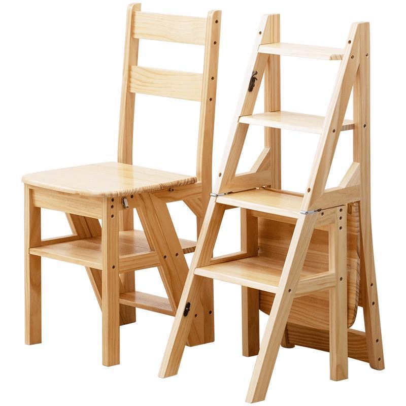 Multi functional wood ladder chair Solid wood ladder dual-use chair ...