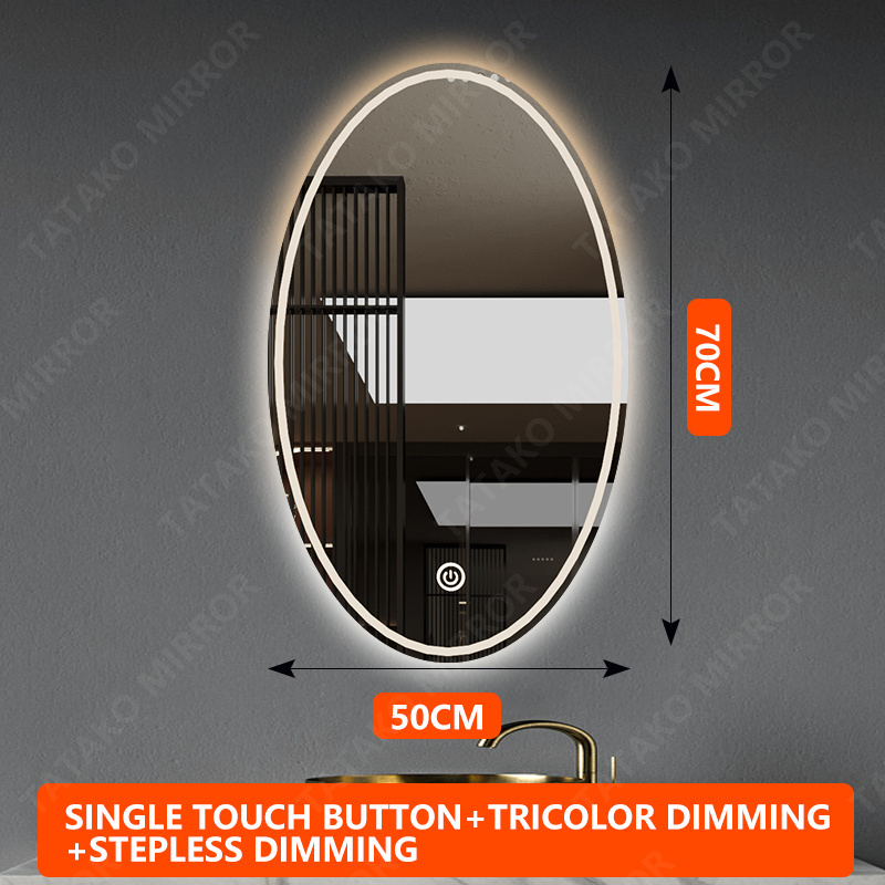 Cermin led bathroom mirror wall mounted with light tricolor light touch ...