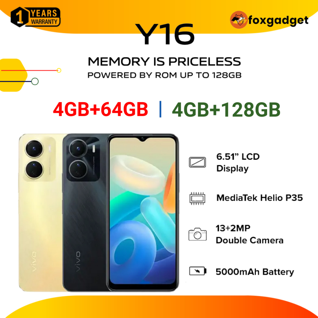 Vivo Y16 (4GB+64GB) / (4GB+128GB) | MediaTek Helio P35 | 5000mAh ...