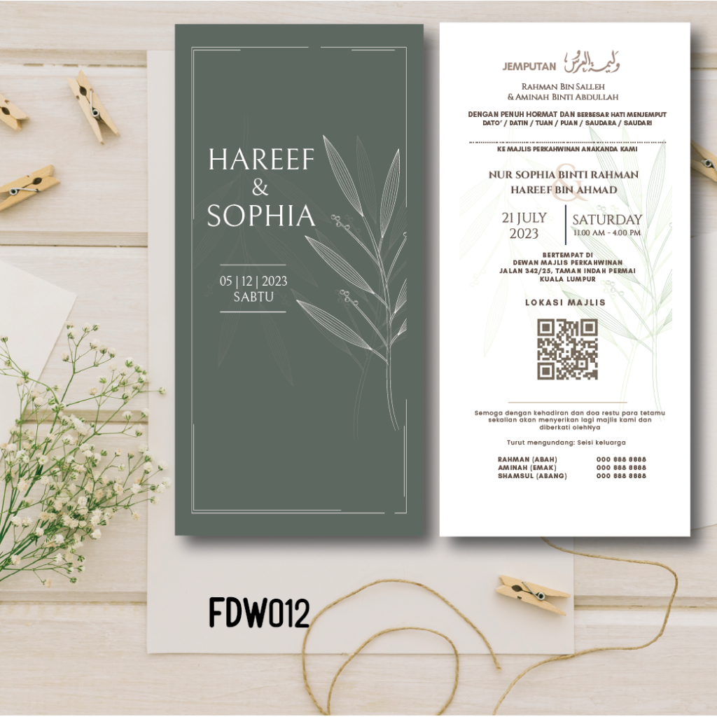 KAD JEMPUTAN KAHWIN | WEDDING INVITATION CARD | MINIMALIST | MODERN | Shopee Malaysia