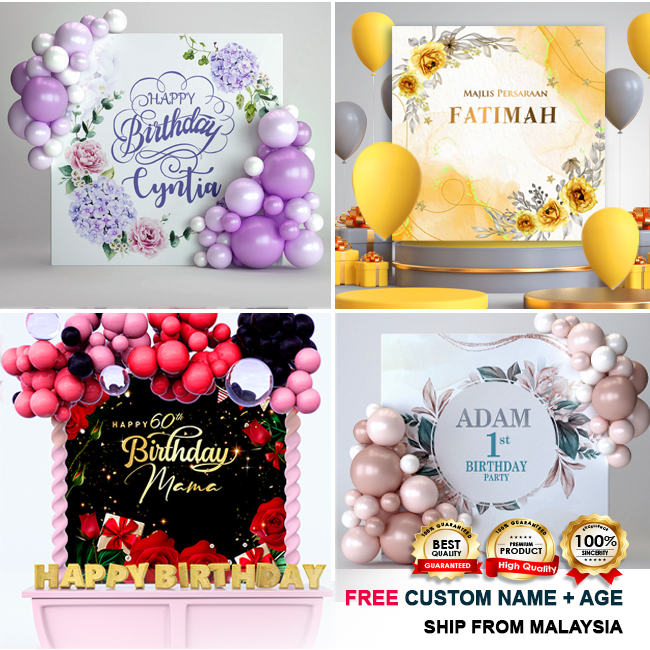 Birthday Banner / Birthday Backdrop / Hari Jadi - Floral / Summer ...