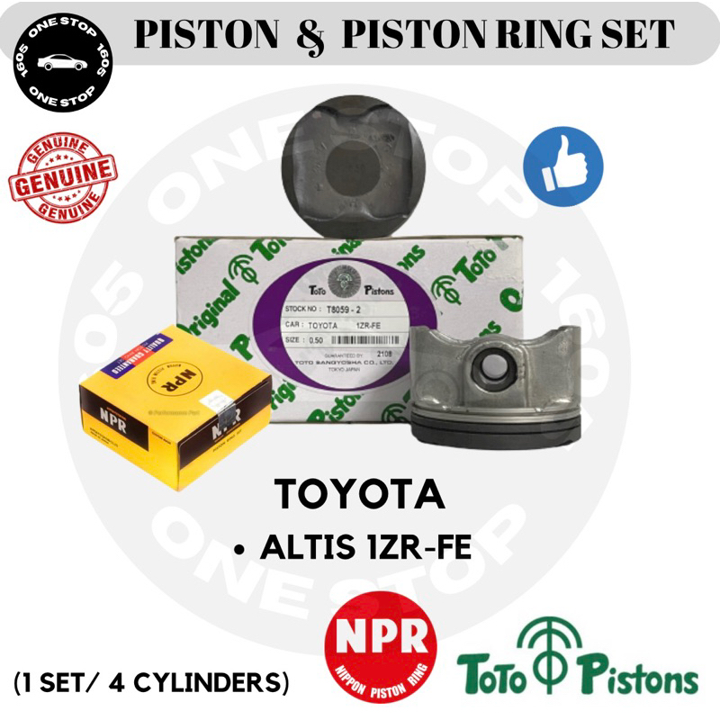 TOYOTA ALTIS 1ZR 1ZR-FE JAPAN TOTO PISTON SET & NPR PISTON RING SET ...