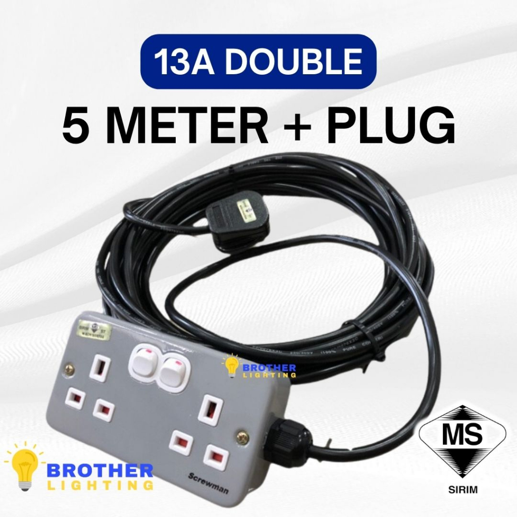 [SIRIM] 13A Metal Box Socket Extension 1.5mm Fajar Cable Wire 1/2 Gang ...
