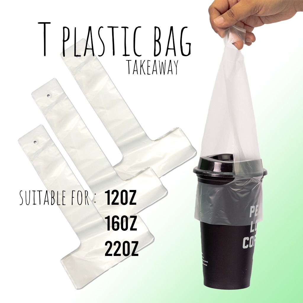 (±100pcs) Plastic T Bag | Takeaway Delivery Drink Cup Holder | Drink ...
