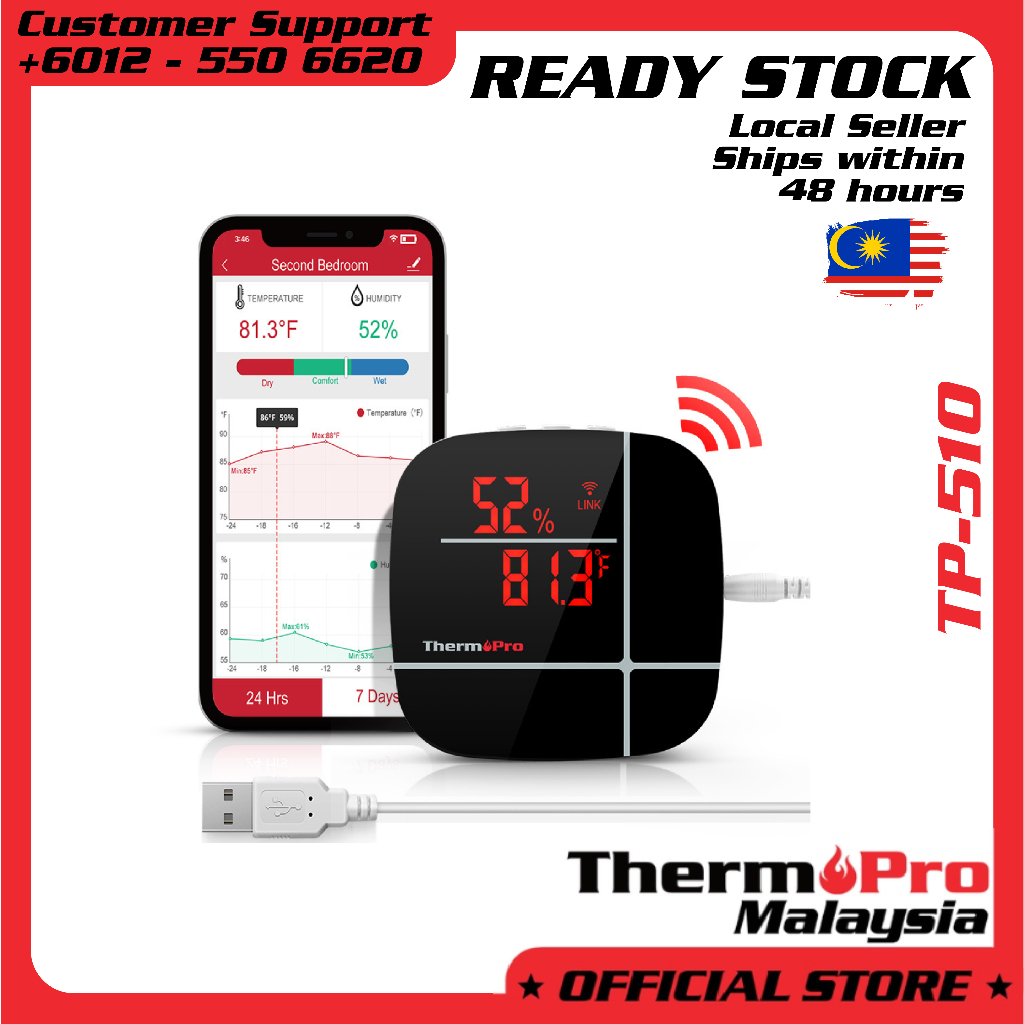 THERMOPRO - TP90 DIGITAL WIFI HYGROMETER | Shopee Malaysia