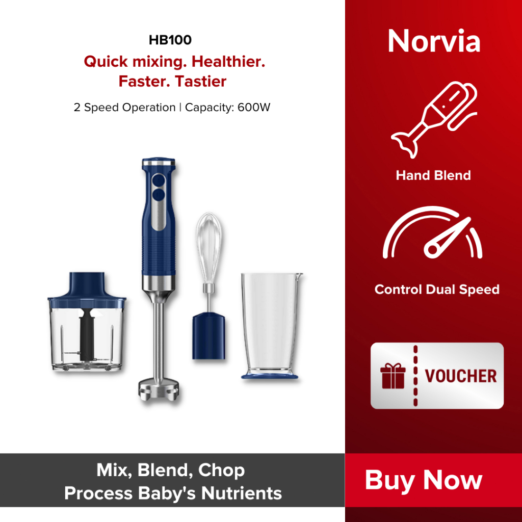 Norvia 4-In-1 Baby Food Electric Hand Blender/Grinder HB100 | Shopee ...
