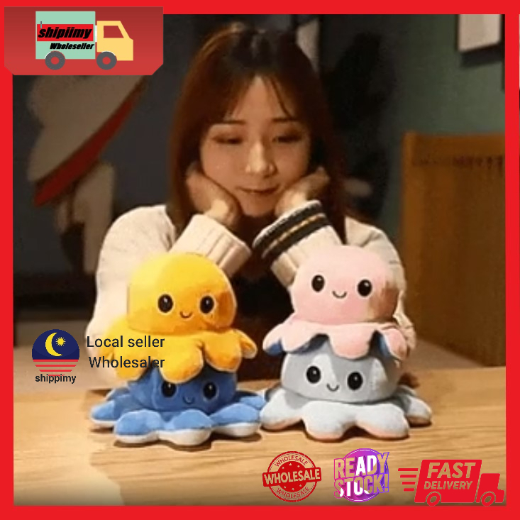 Flip Reversible Octopus Plushie Doll Ins Viral TIKTOK/ Patung Sotong ...