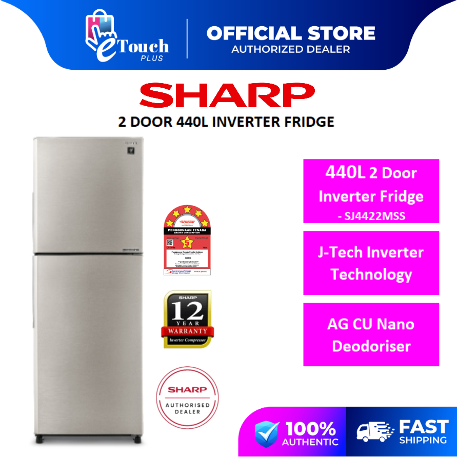 SHARP (SJ4422MSS) 2 DOOR 440L INVERTER FRIDGE | Shopee Malaysia