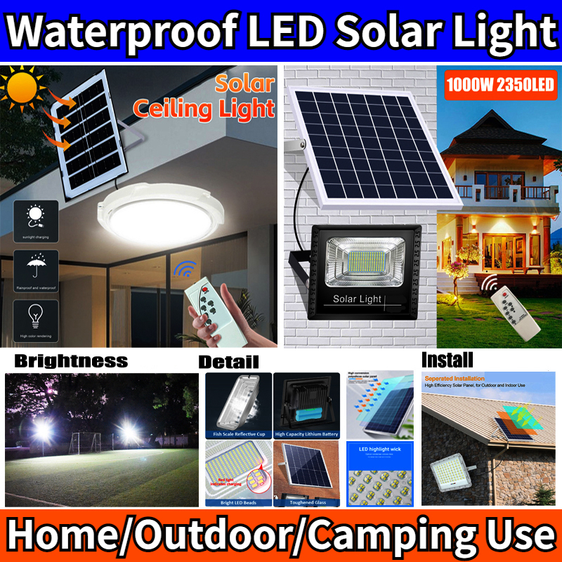 READY STOCK 6500K solar light outdoor lighting 1000W Solar Spotlight ...