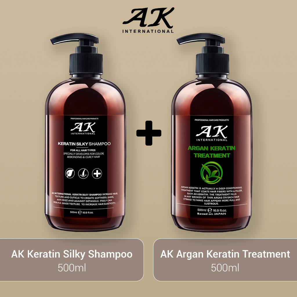 AK Keratin Silky Shampoo + AK Argan Keratin Treatment 500ml | Keratin ...