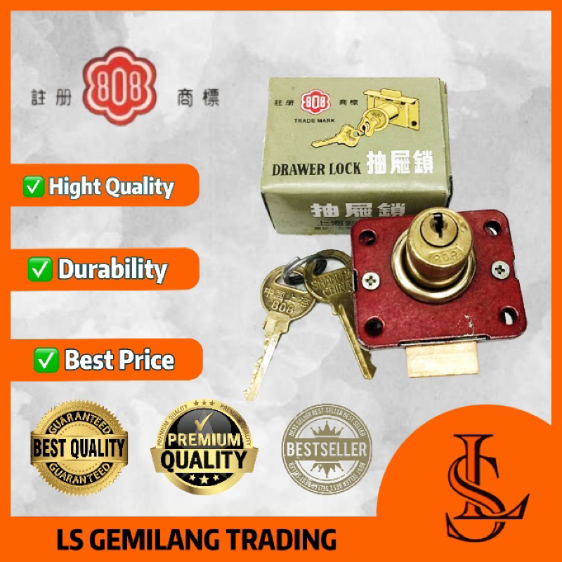 ORIGINAL 808 COPPER DRAWERLOCK Drawer Cabinet Square Security Lock ...