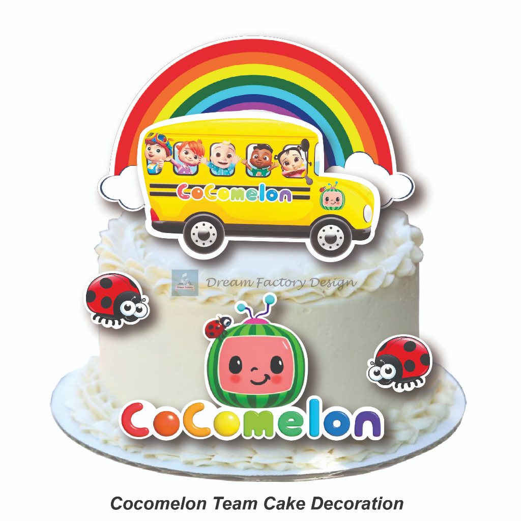Cocomelon Team [Yellow Bus] Cake Decoration / DIY Cake Decoration ...
