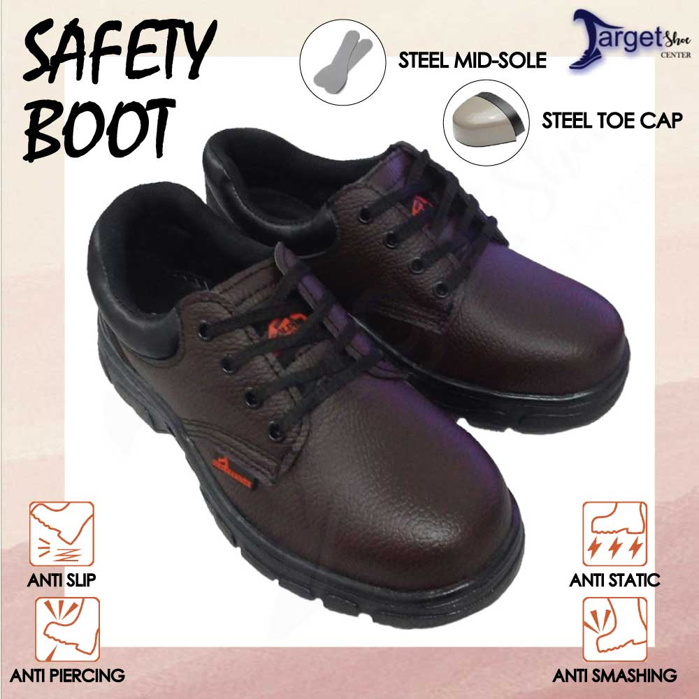 GOLD HAMMER AND RED HAMMER BROWN SAFETY SHOES STEEL TOE CAP WORK UNISEX SAFETY SHOES Kasut ...