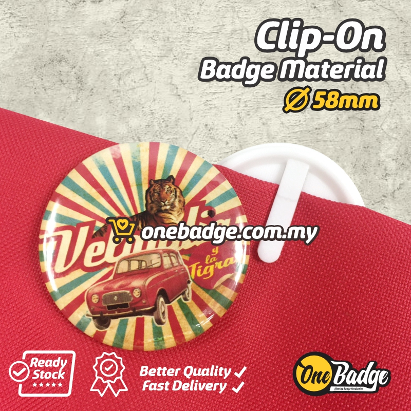 58mm Bahan Butang Lencana Jenis Klip | 100pcs Clip-On Button Badge ...