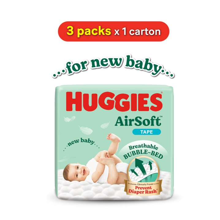 Huggies Ultra Natural Soft / Huggies Airsoft Diapers S58 x 3 Super ...
