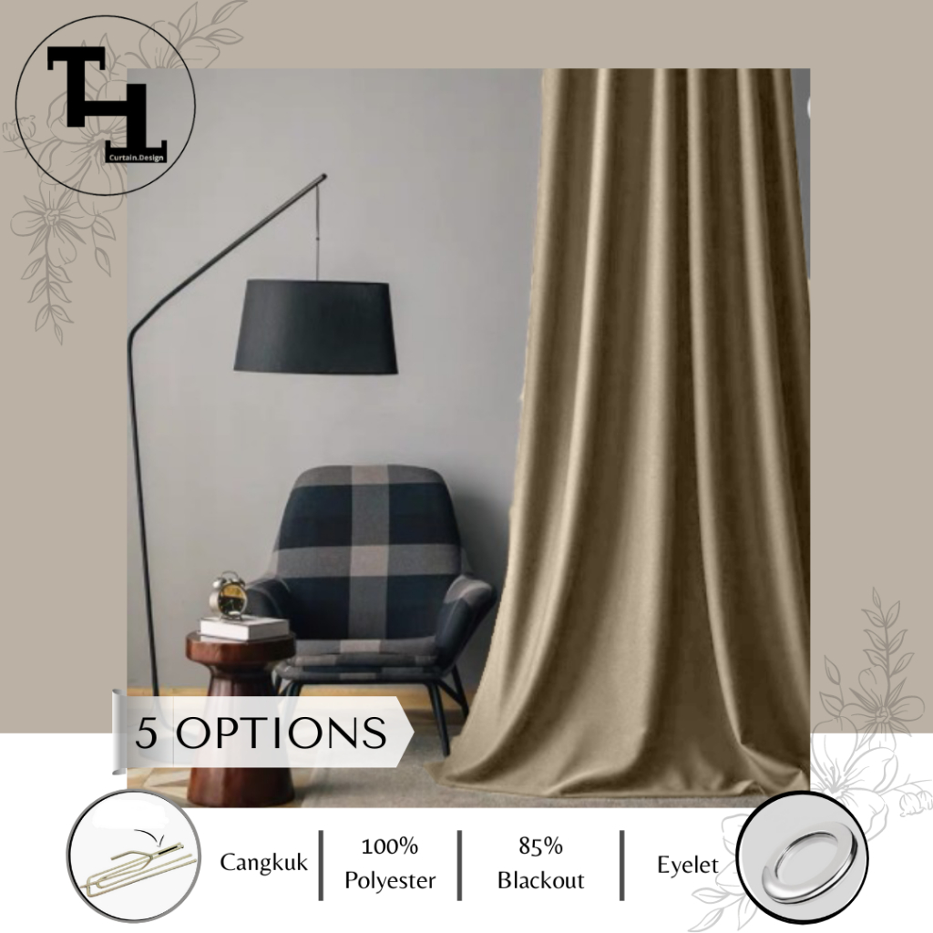 A5 DARK KHAKI COLOR - Ready Made Curtain!! Siap Jahit Langsir Rumah ...