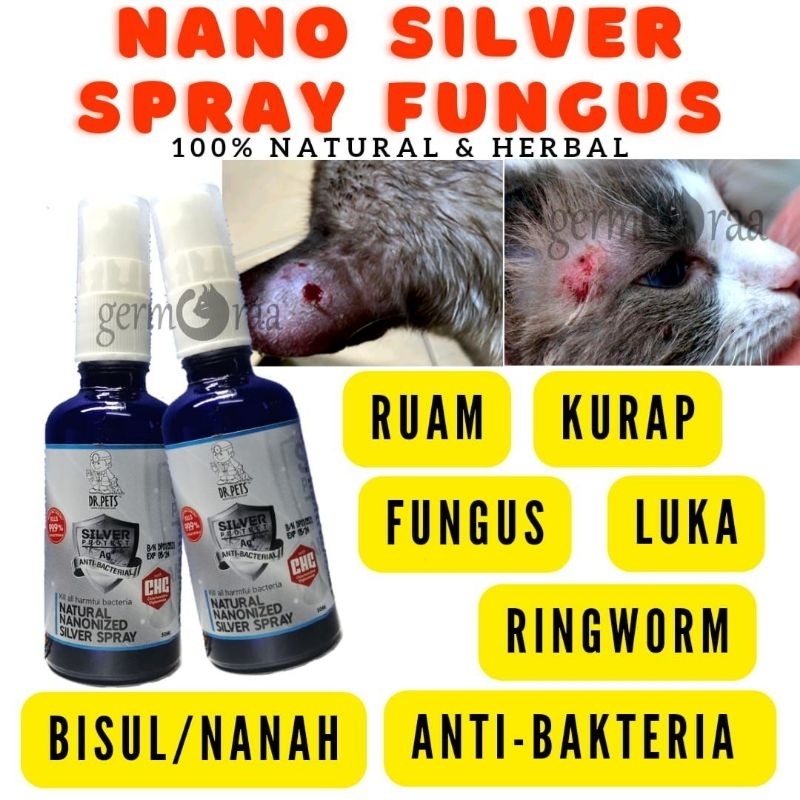 Natural Spray Nano Silver Pet Spray Luka Kurap Bisul Fungus Sakit Mata ...