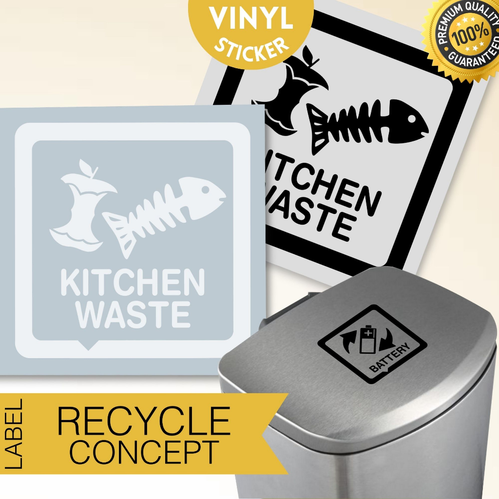 Kitchen Waste - Vinyl Decal Sticker for Wheelie Bin / Dustbin / Recycle ...
