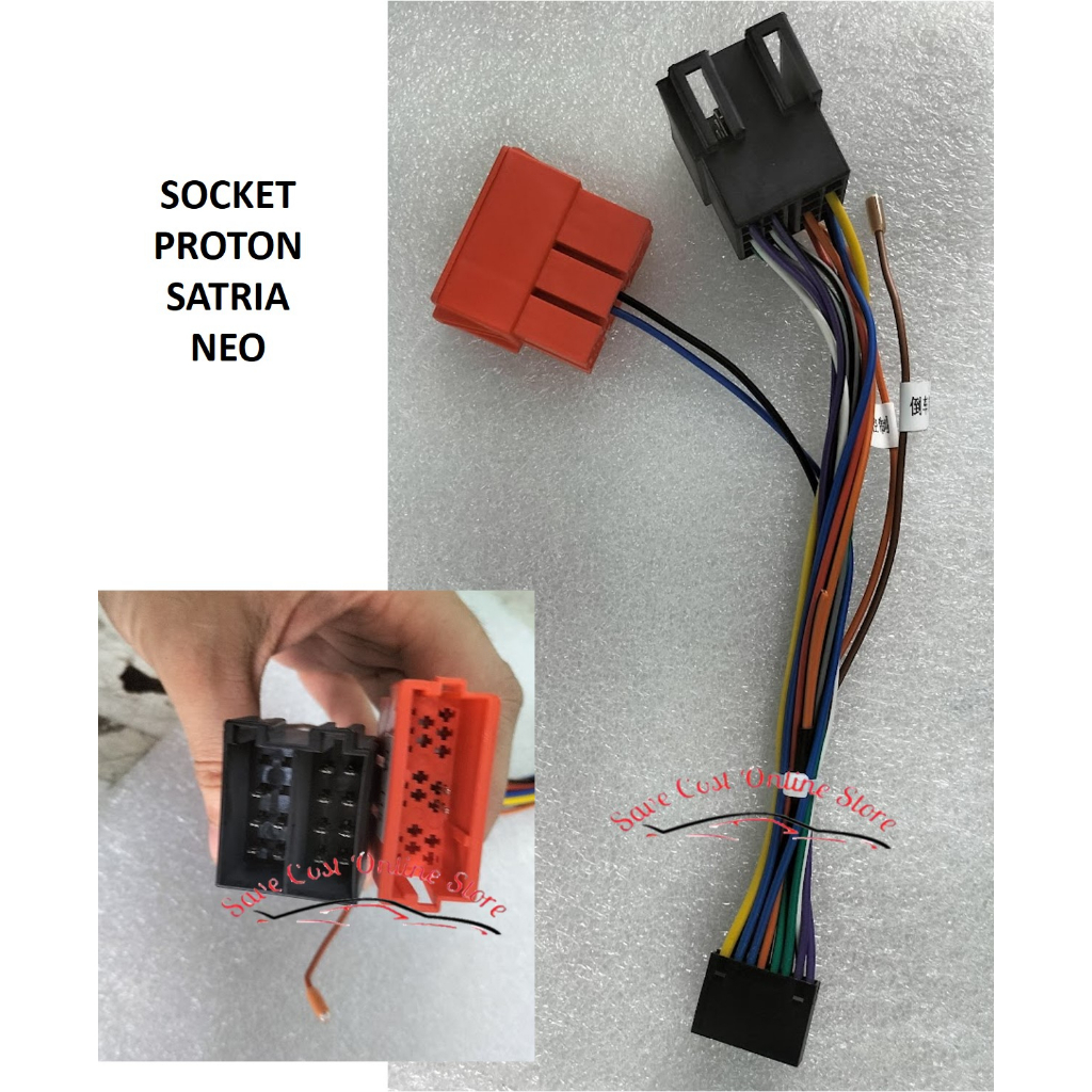 Car Stereo Power Harness Socket Proton Satria Neo For Android Player 9 ...