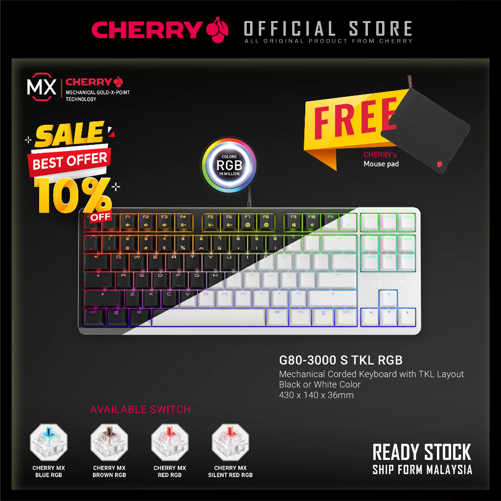 CHERRY G80-3000 S TKL RGB Mechanical Corded Gaming Keyboard | Shopee ...