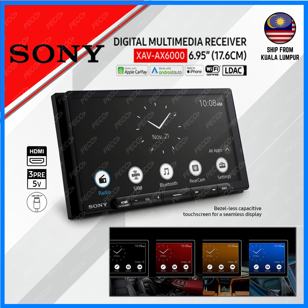 SONY XAV-AX6000 6.95 Inch Wireless Apple CarPlay Android Auto ...