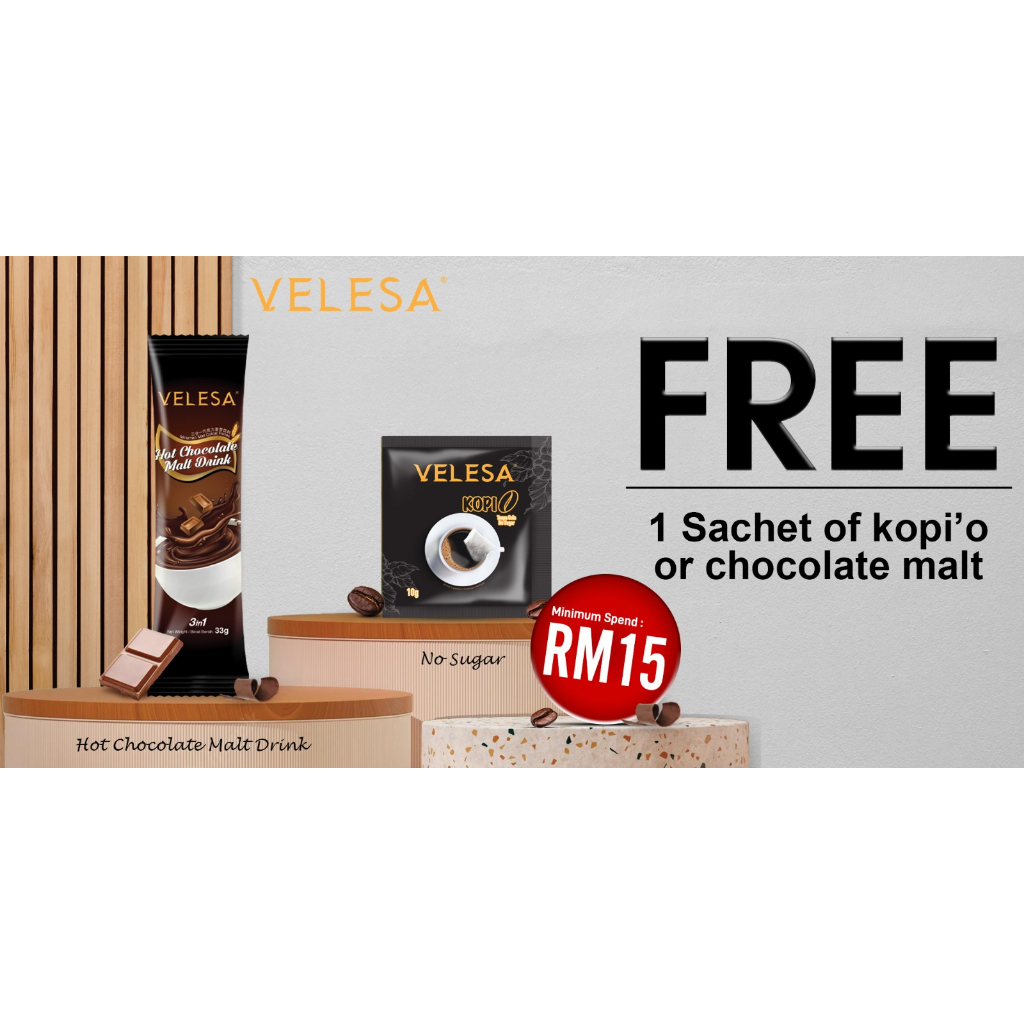 VELESA Free Gift Kopi O Kosong 10g / Instant Malt Chocolate 33g ...