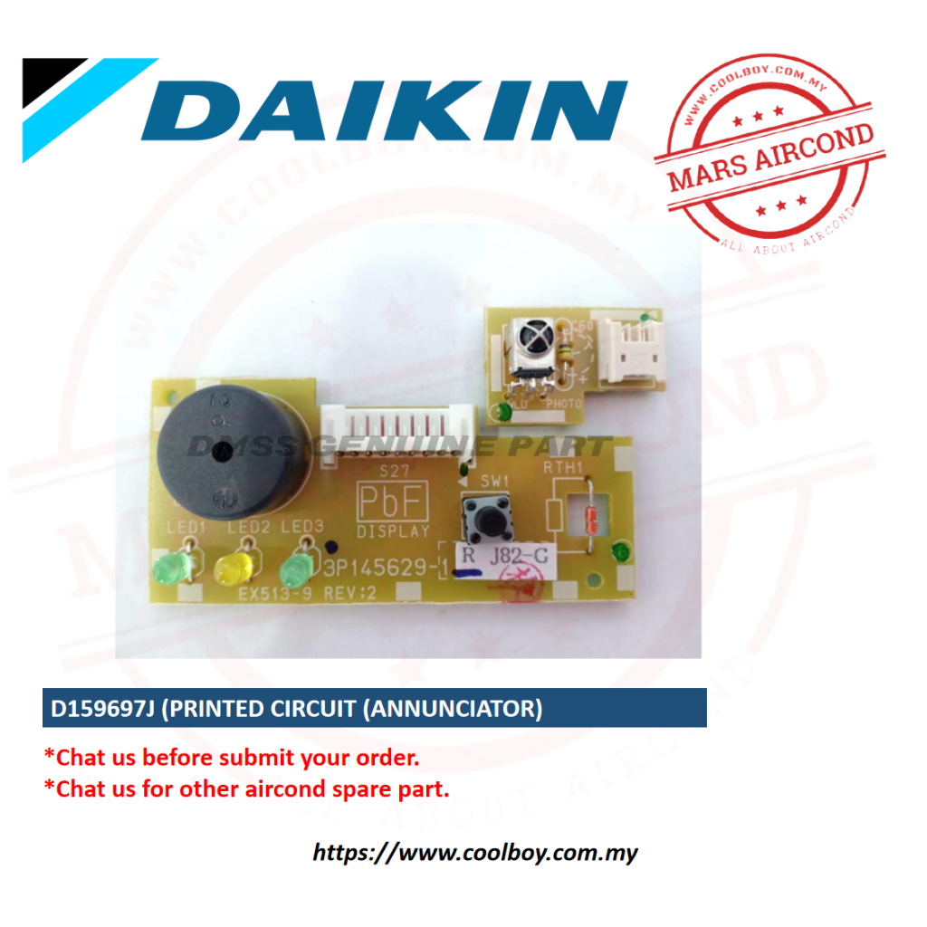 Daikin PRINTED CIRCUIT (RECEIVER/ANNUNCIATOR) - D159697J | Shopee Malaysia