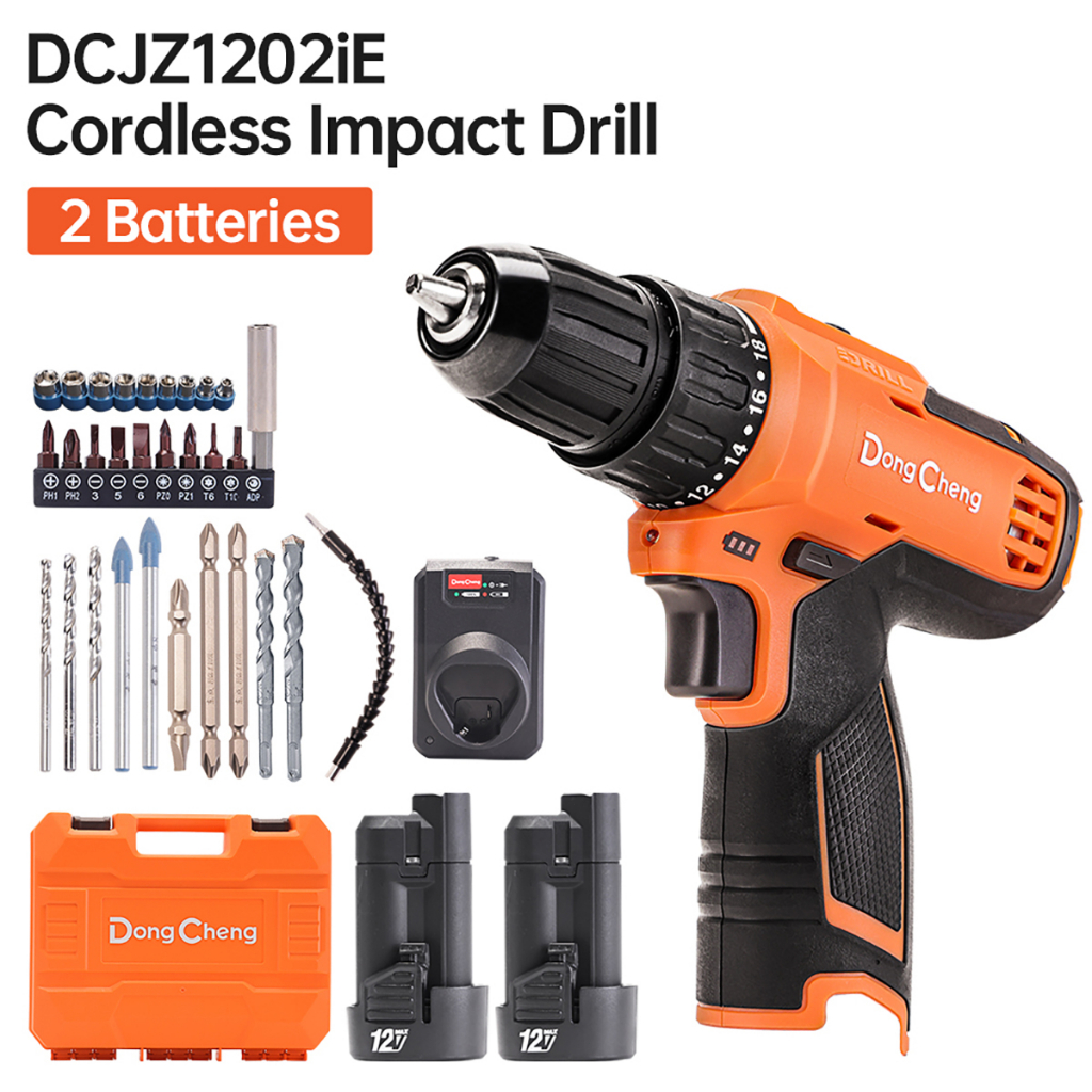 DongCheng Cordless Impact Drill 12V Max Powerful Screwdriver Hammer ...