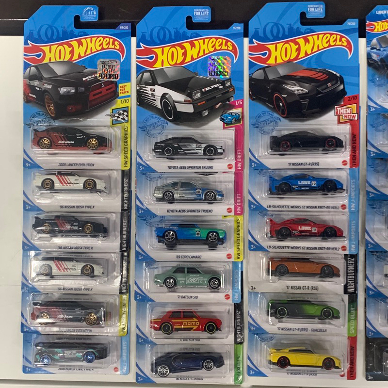 Hot Wheels Assorted Card Main Line - Lancer, R33, AE86, Camaro, Nissan ...