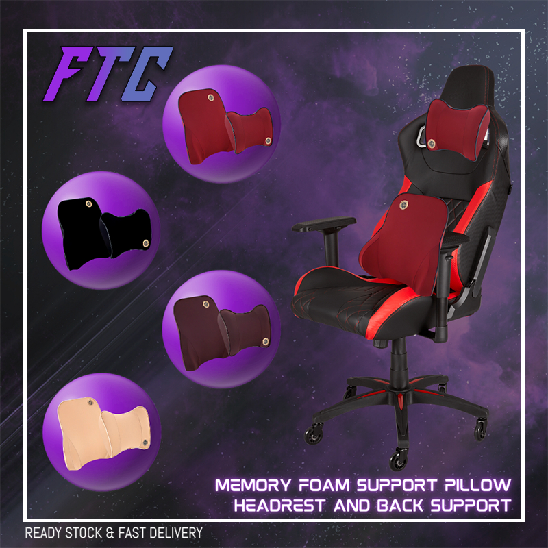 FTC Memory Foam Support Pillow Headrest Head Neck Rest and Lumbar Back ...