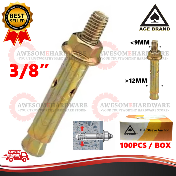 (100PCS) ACE 3/8" M10 SLEEVE ANCHOR METAL WALLPLUG WALL PLUG PALAM ...